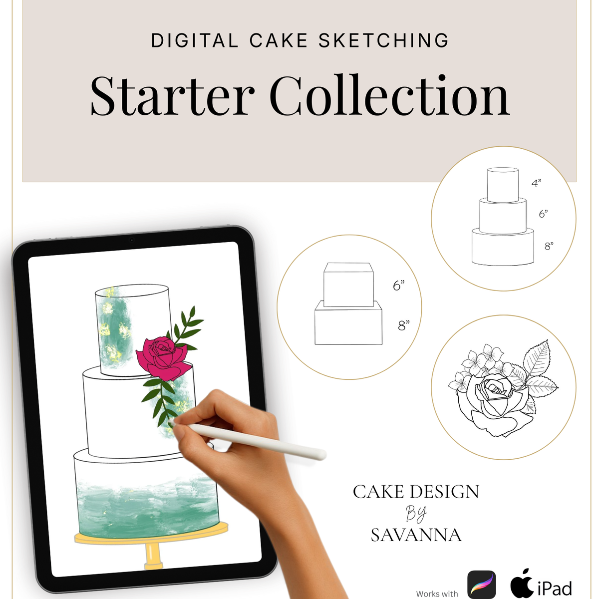 Tiered Cake Procreate Stamps – Digital Cake Sketching – Prop Options