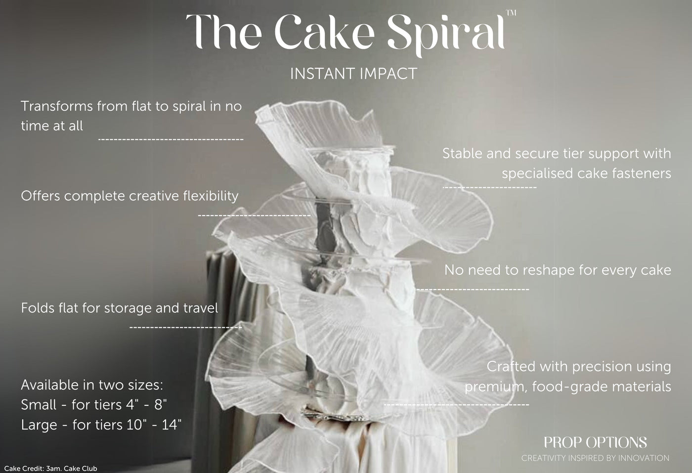 Cake Spiral™ — Acrylic Wrap for Tiered Cakes | Prop Options