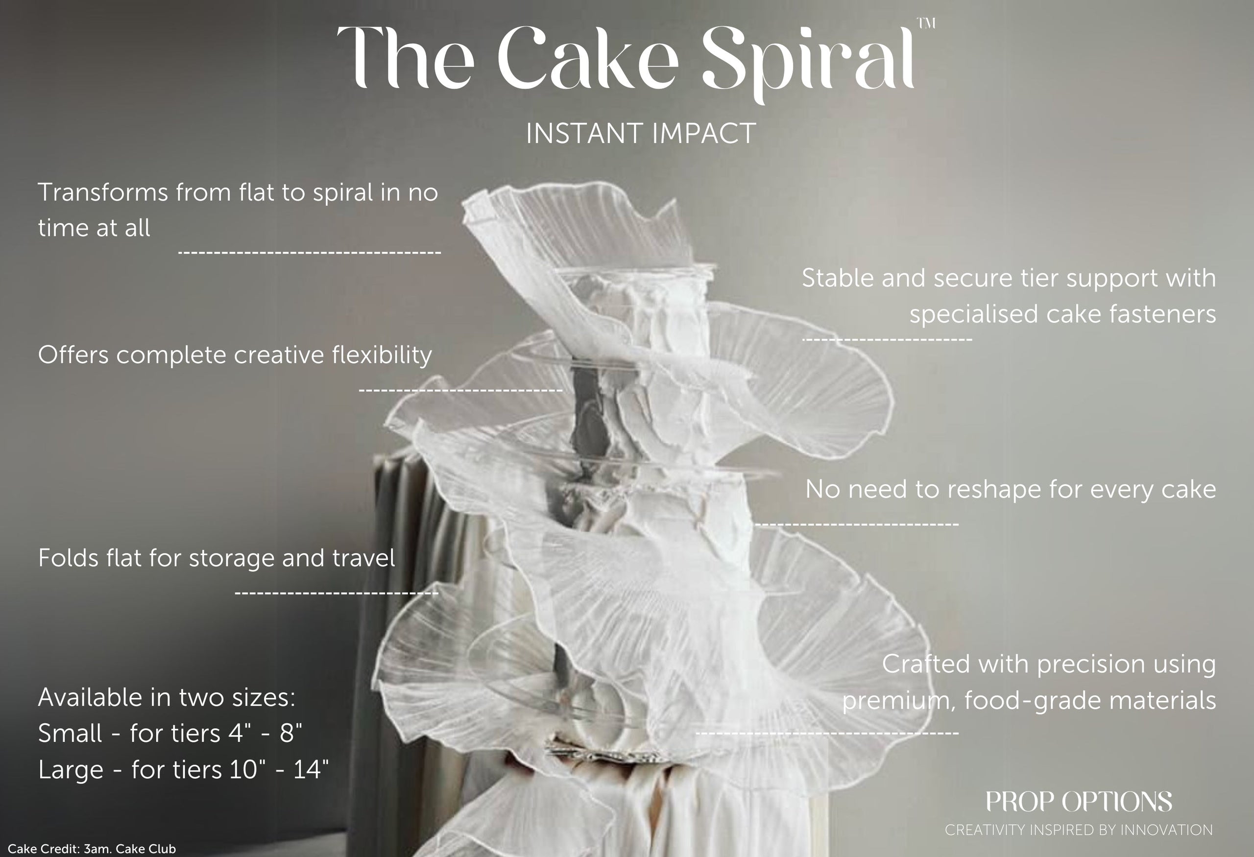 Cake Spiral™ — Acrylic Wrap for Tiered Cakes | Prop Options
